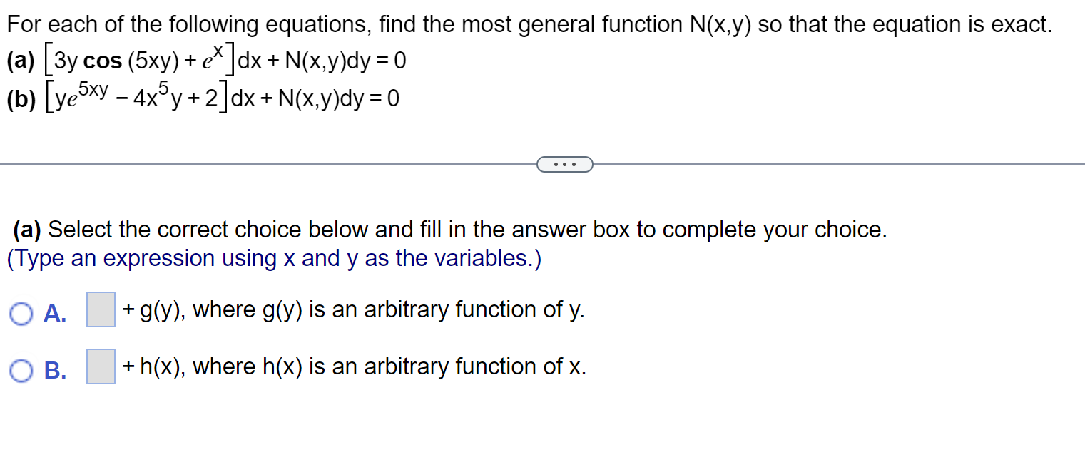 Solved For each of the following equations, find the most | Chegg.com
