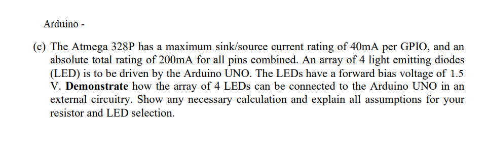 Solved Arduino - (c) The Atmega 328P has a maximum | Chegg.com