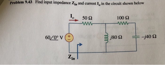 Solved Problem 9.43 Find input impedance Zi, and current I, | Chegg.com