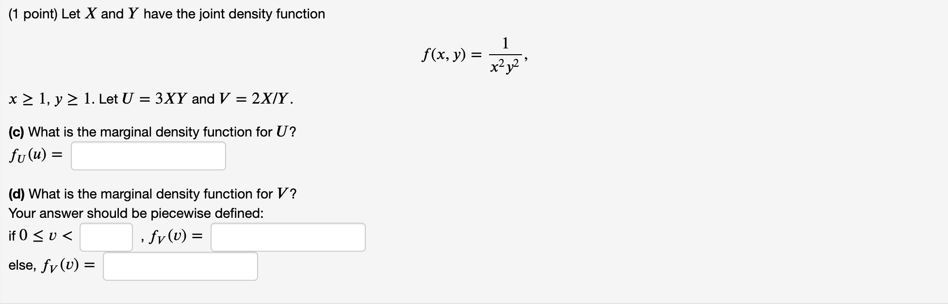 Solved (1 point) Let X and Y have the joint density function | Chegg.com