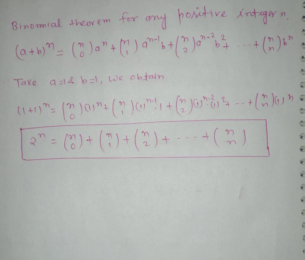 Solved for Binomial theorem any positive integern, (+)" | Chegg.com