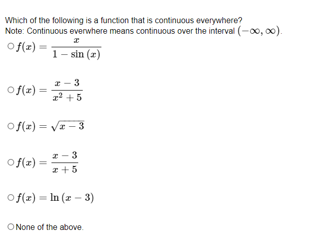 Solved Which of the following is a function that is | Chegg.com