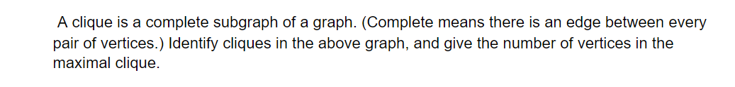 Solved B A clique is a complete subgraph of a graph. | Chegg.com