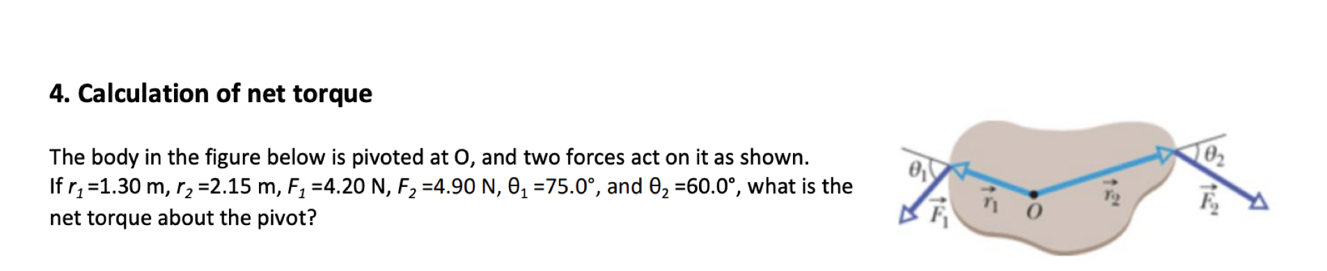 Solved 4. Calculation of net torque The body in the figure | Chegg.com
