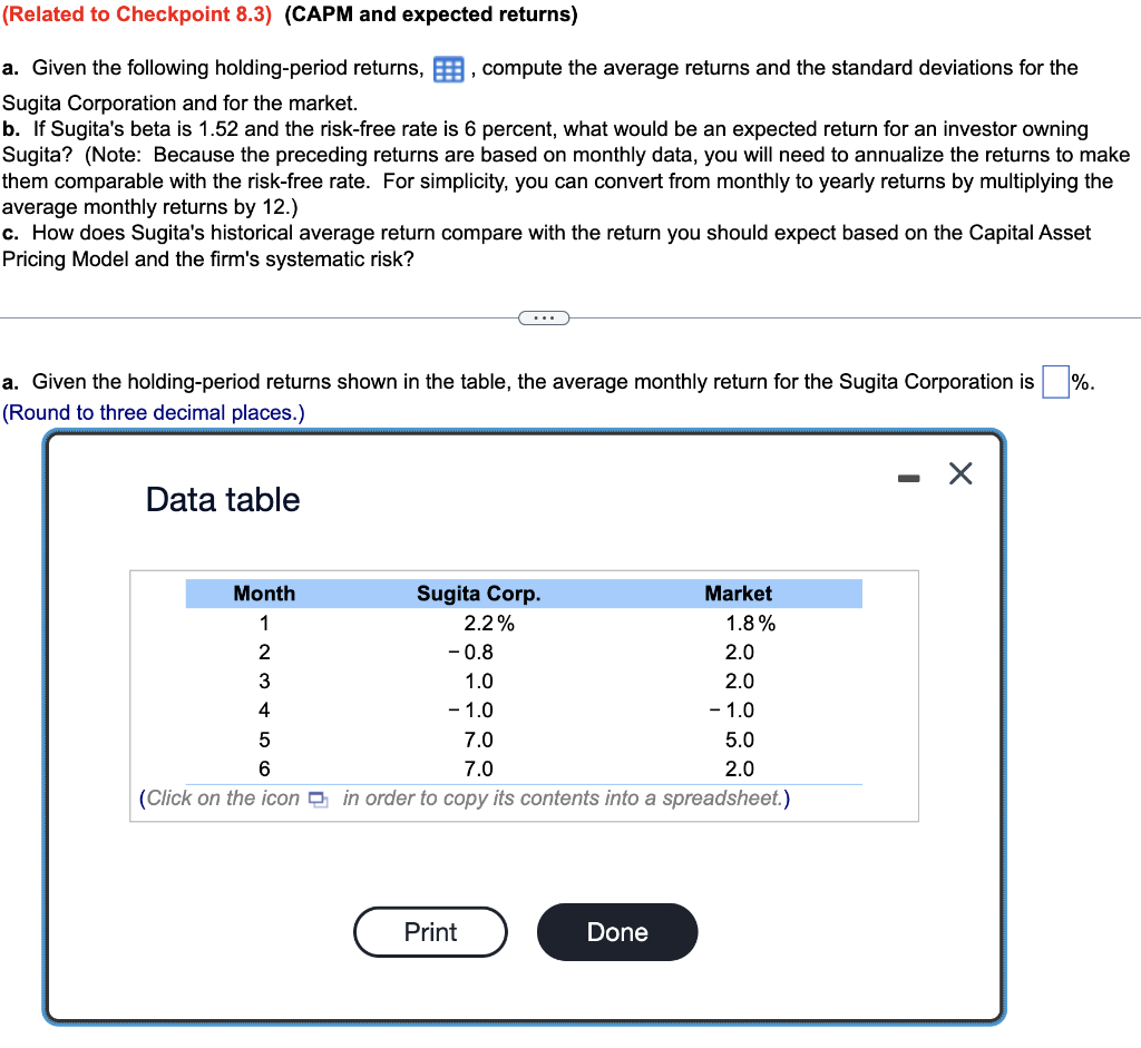 Solved (Related to Checkpoint 8.3) (CAPM and expected | Chegg.com