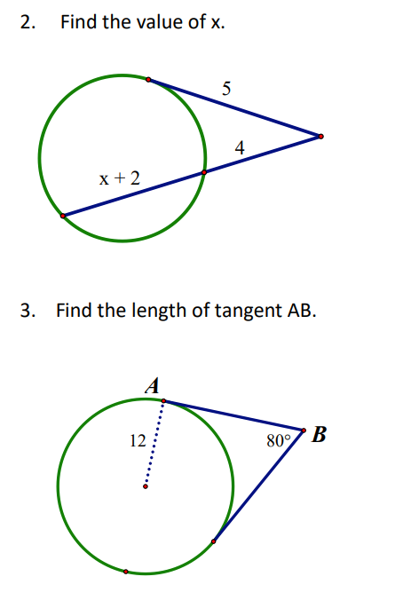 Solved 2. Find the value of x. 3. Find the length of tangent | Chegg.com Solved 2. Find the value of x. 3. Find the length of tangent | Chegg.com