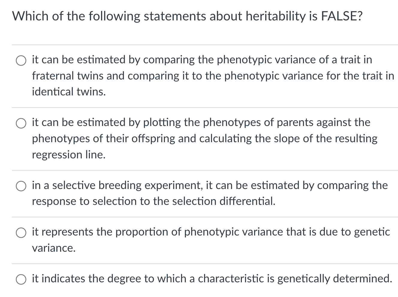 Solved Which of the following statements about heritability | Chegg.com