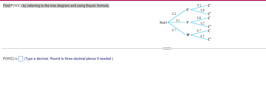 Solved Find P(W∣C) by referring to the tree diagram and | Chegg.com