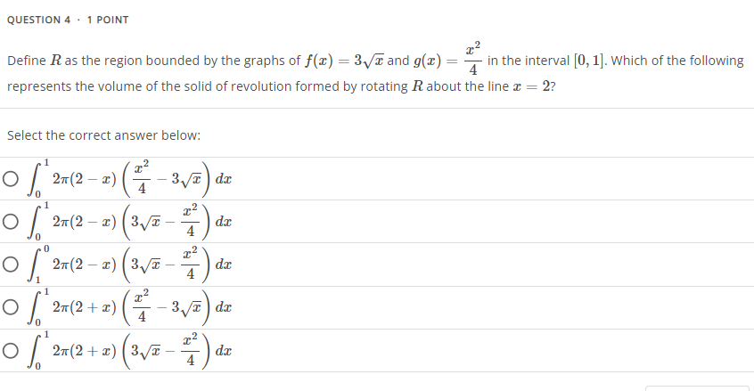 Solved QUESTION 4 - 1 ﻿POINTDefine R ﻿as the region bounded | Chegg.com
