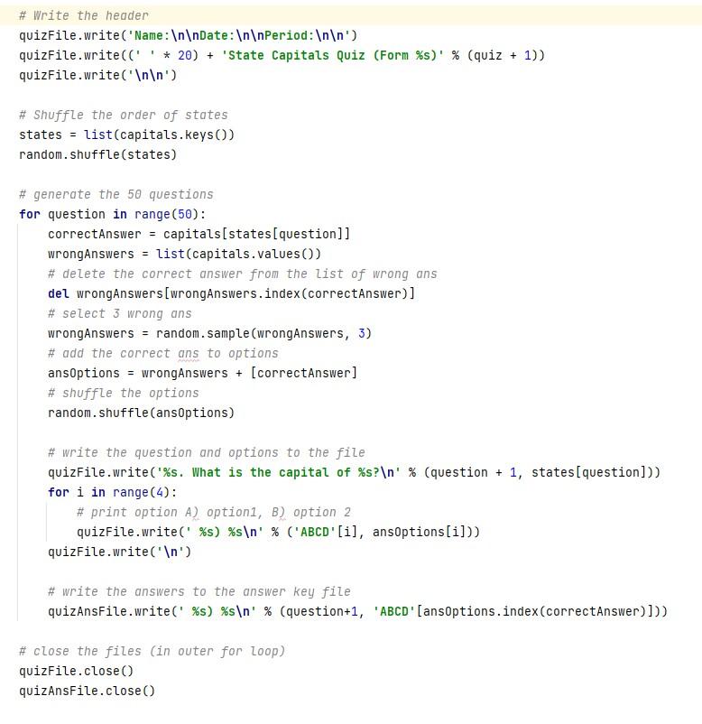 Solved The code below reads states and capitals from a | Chegg.com