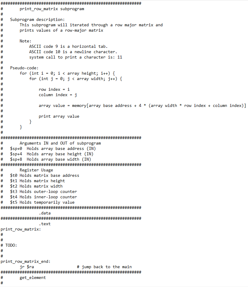 Solved # calling a subprogram get_element to return array | Chegg.com