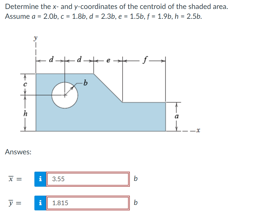 [Solved]: Determine the x - and y-coordinates of the centroi