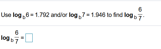 Solved Use log 66 = 1.792 and/or log 7 = 1.946 to find log | Chegg.com