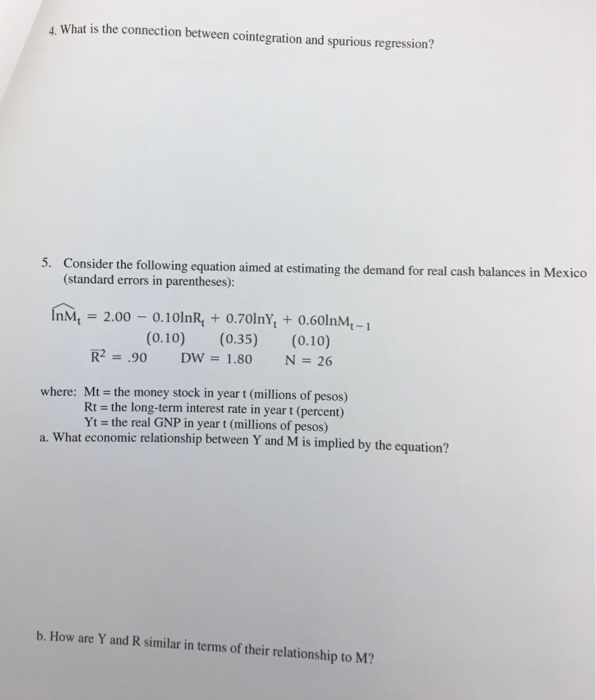 Solved 4. What is the connection between cointegration and | Chegg.com