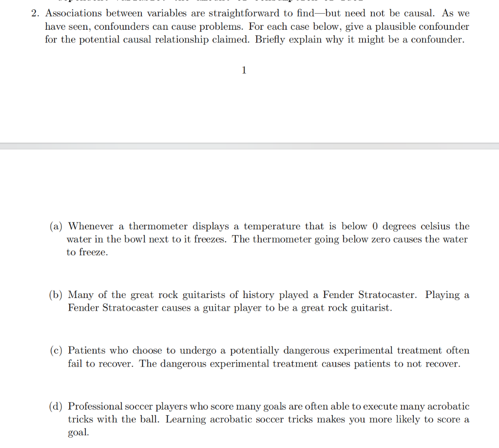Solved 2. Associations between variables are straightforward | Chegg.com