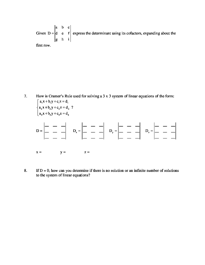 Solved Determinants 1. How do you find the value of a 2 x 2 | Chegg.com