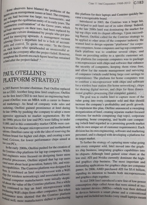 Solved Case study 11: Intel Corporation 1968 - 2003 | Chegg.com