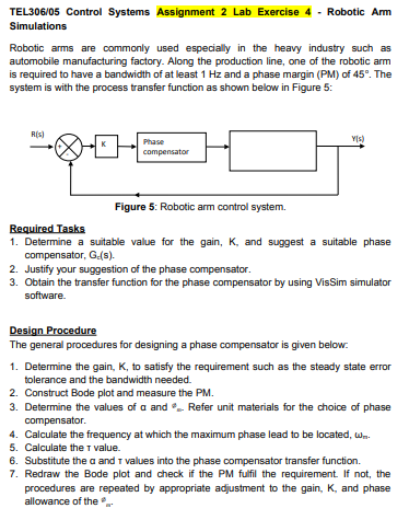 Solved TEL306/05 Control Systems Assignment 2 Lab Exercise 4 | Chegg.com