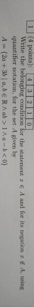 Solved Write the BELONGING CONDITIONS for the set "A"... | Chegg.com