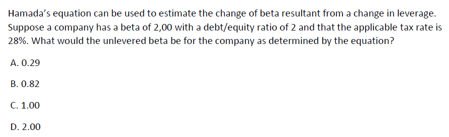 Solved Hamada's equation can be used to estimate the change | Chegg.com