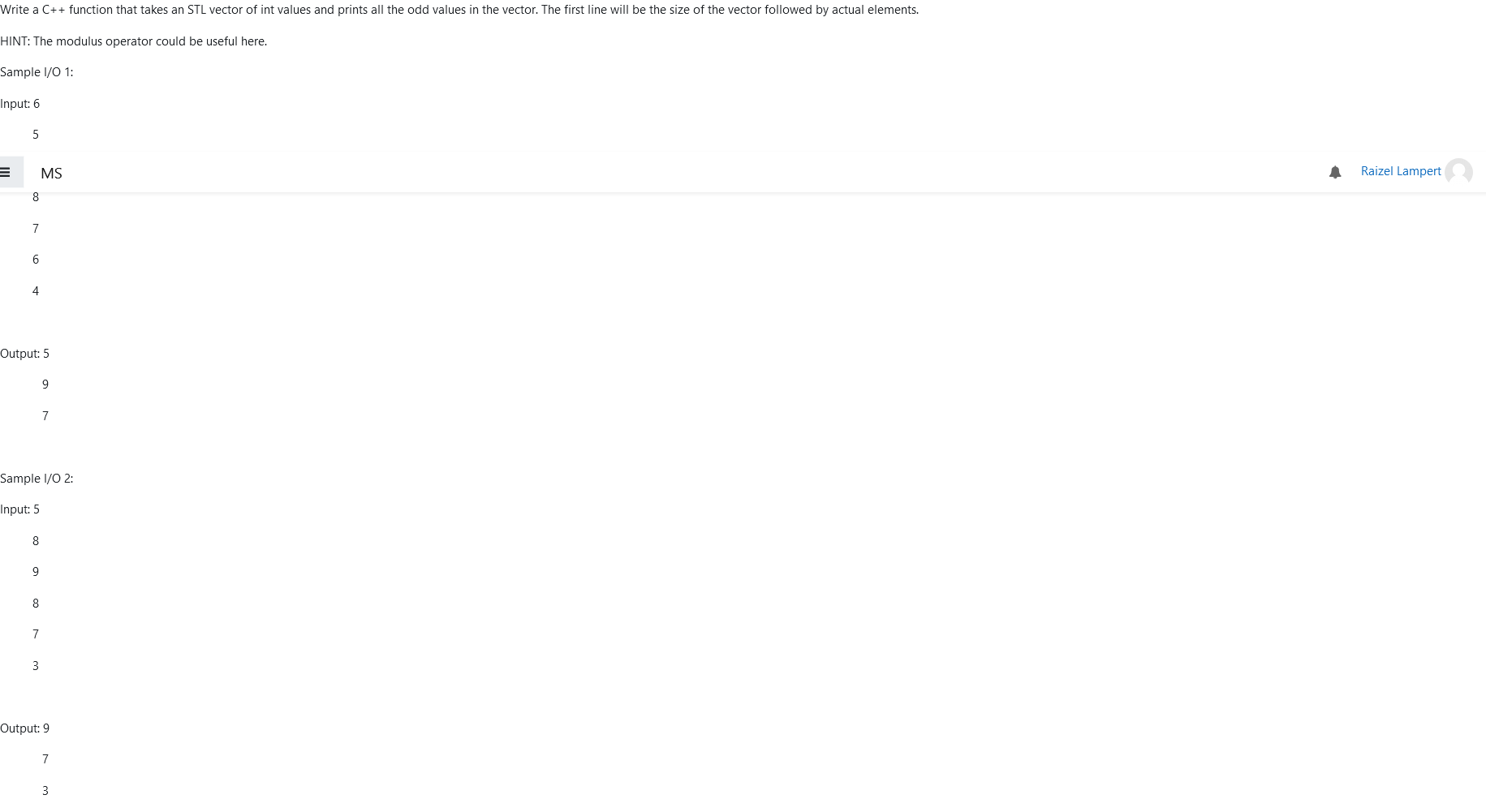 Solved HINT: The modulus operator could be useful here. | Chegg.com