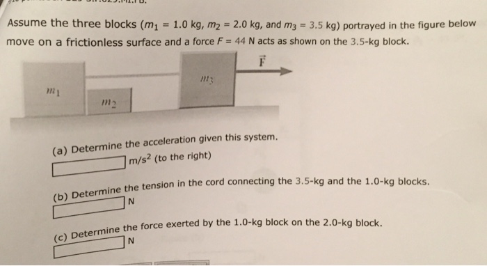 Solved Assume the three blocks (m1 1.0 kg, m2 -2.0 kg, and | Chegg.com