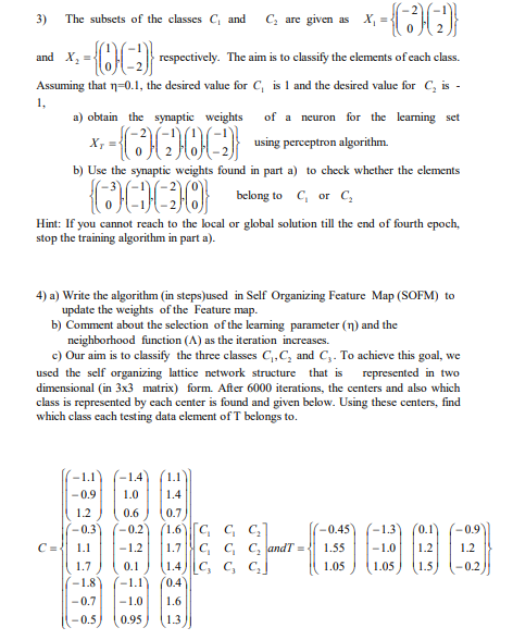 3) The subsets of the classes and C are given as X =- | Chegg.com
