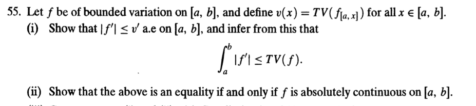 Solved 55. Let f be of bounded variation on [a, b] , and | Chegg.com