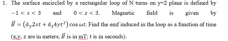 Solved 1. The surface encircled by a rectangular loop of N | Chegg.com