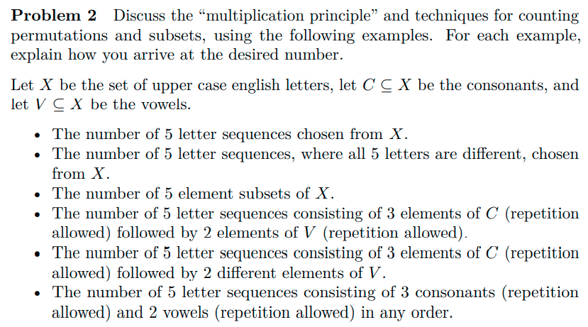 Solved Problem 2 Discuss the “multiplication principle” and | Chegg.com