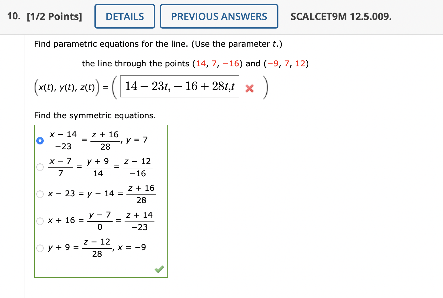 Solved Find parametric equations for the line. (Use the | Chegg.com