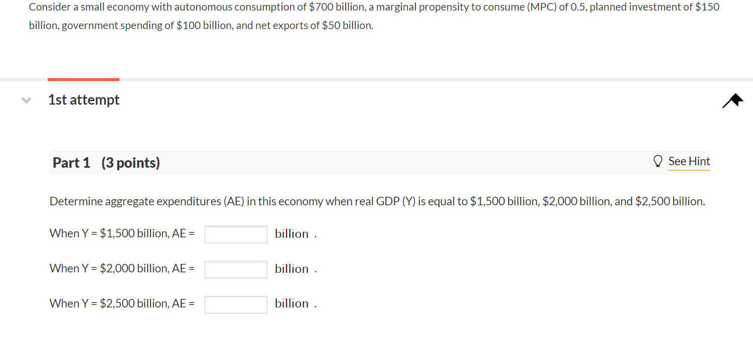 Solved Consider a small economy with autonomous consumption | Chegg.com