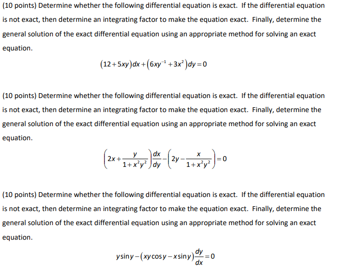Solved Determine Whether The Following Differential Equation