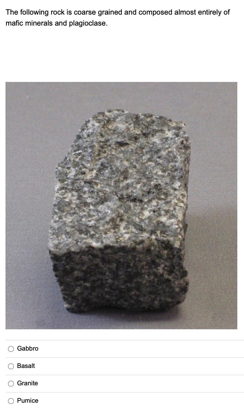Solved The following rock is coarse grained and composed | Chegg.com