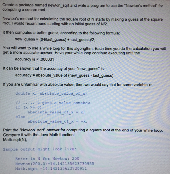 Solved Create a package named newton_sqrt and write a | Chegg.com