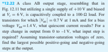 Solved *12.22 A class AB output stage, resembling that in | Chegg.com