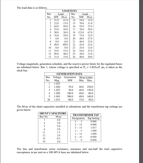 Solved The 26-bus power system network of an electric | Chegg.com