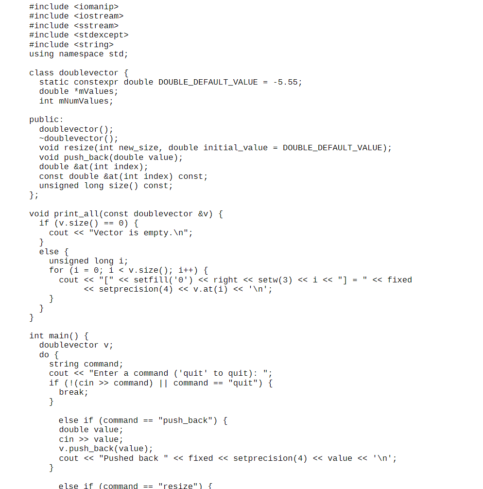 Solved Assignment You will be creating the "vector" class | Chegg.com