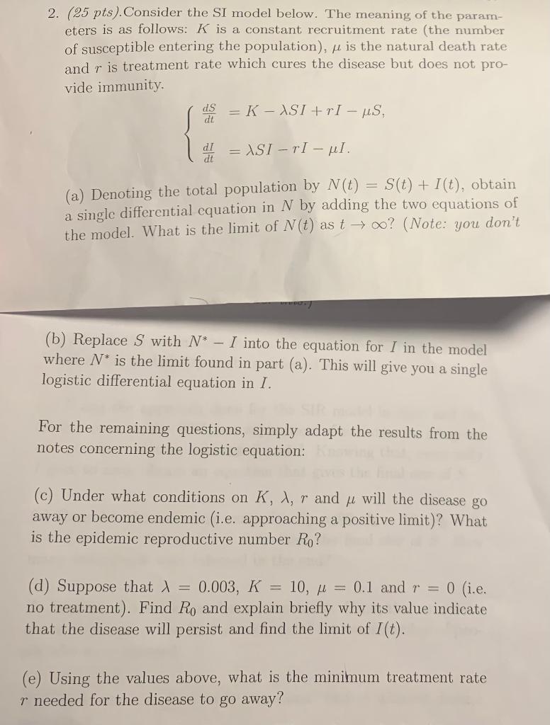 Solved 2. (25 pts).Consider the SI model below. The meaning | Chegg.com