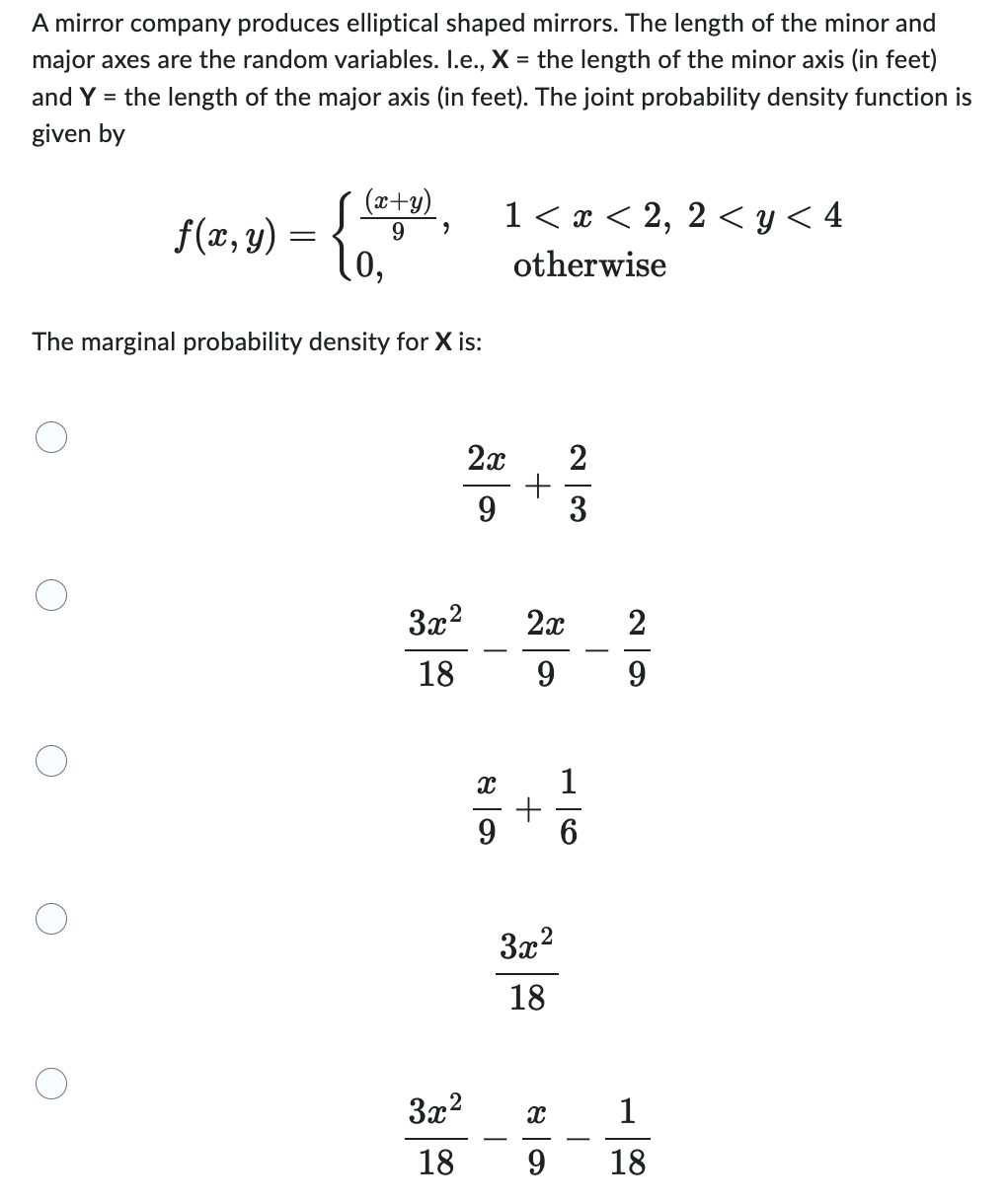 Solved A mirror company produces elliptical shaped mirrors. | Chegg.com