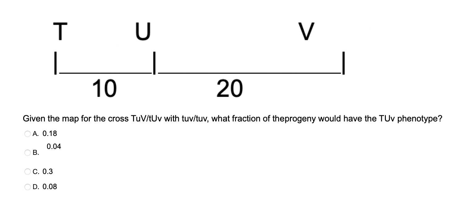 Solved T U V 10 20 Given the map for the cross TuV/tUv with | Chegg.com
