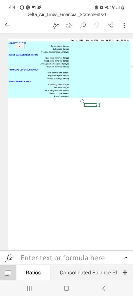4:41 O 강 웅 Delta_Air_Lines_Financial_Statements-1 ← | Chegg.com