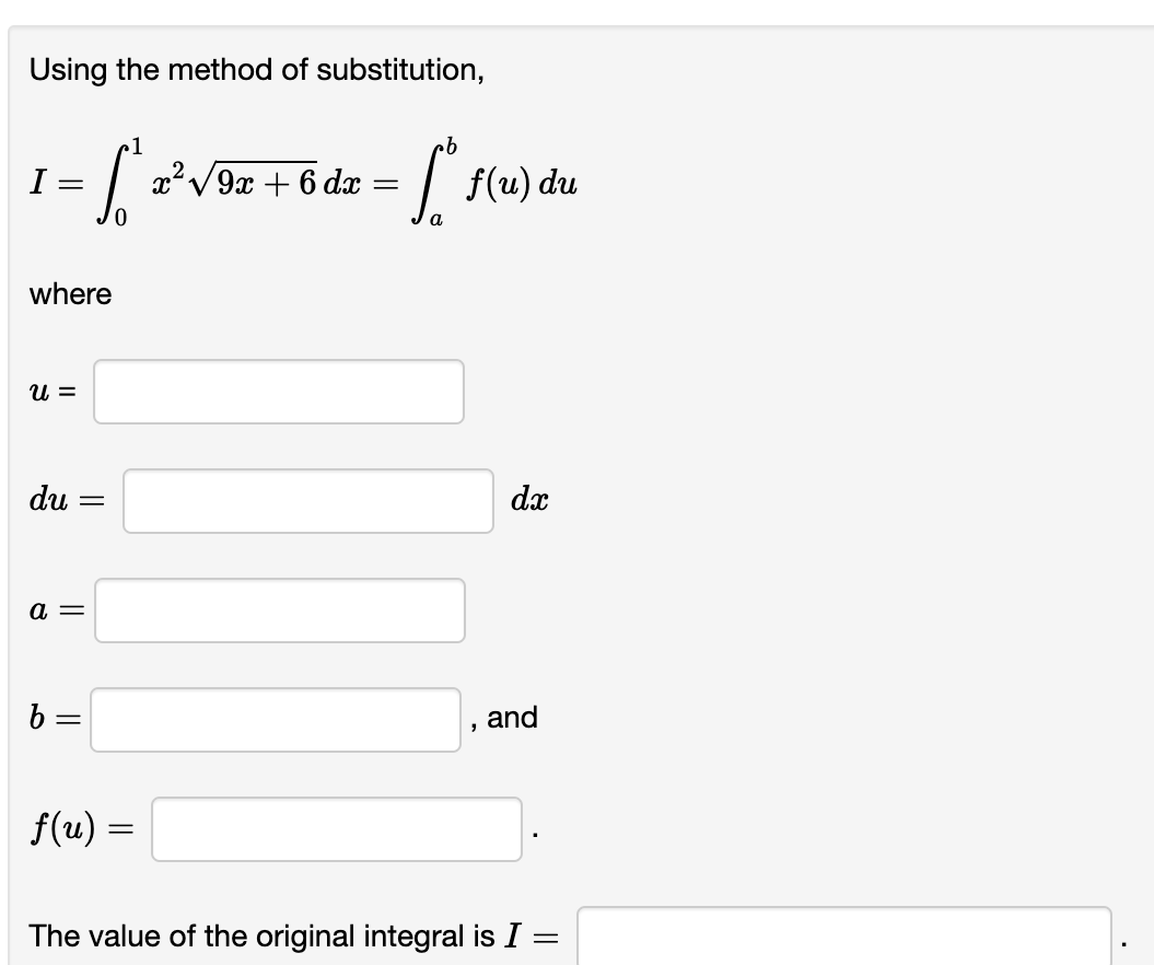 Solved Using the method of substitution, | Chegg.com