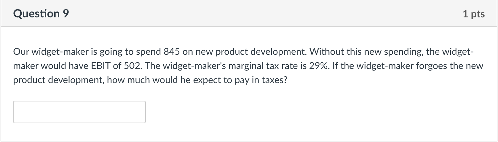 Solved Our widget-maker is going to spend 845 on new product | Chegg.com