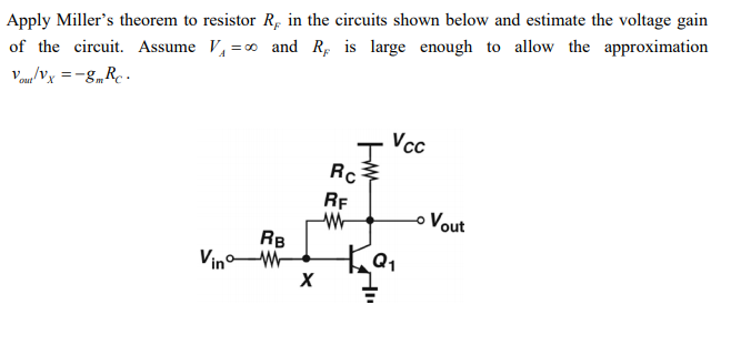 Solved Apply Miller's theorem to resistor R, in the circuits | Chegg.com