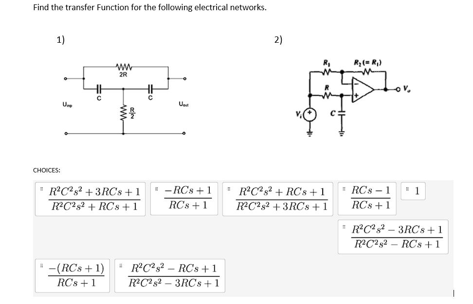 Solved Find the transfer Function for the following | Chegg.com