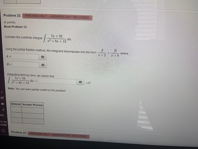 Solved Problem 22. PREVIEW ONLY - ANSWERS NOT RECORDED (4 | Chegg.com