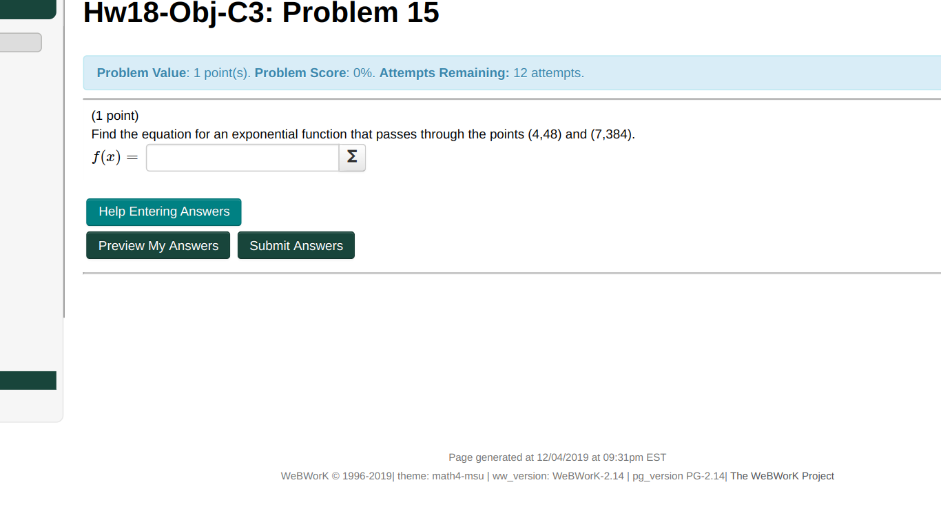 Solved Hw18-Obj-C3: Problem 15 Problem Value: 1 point(s). | Chegg.com