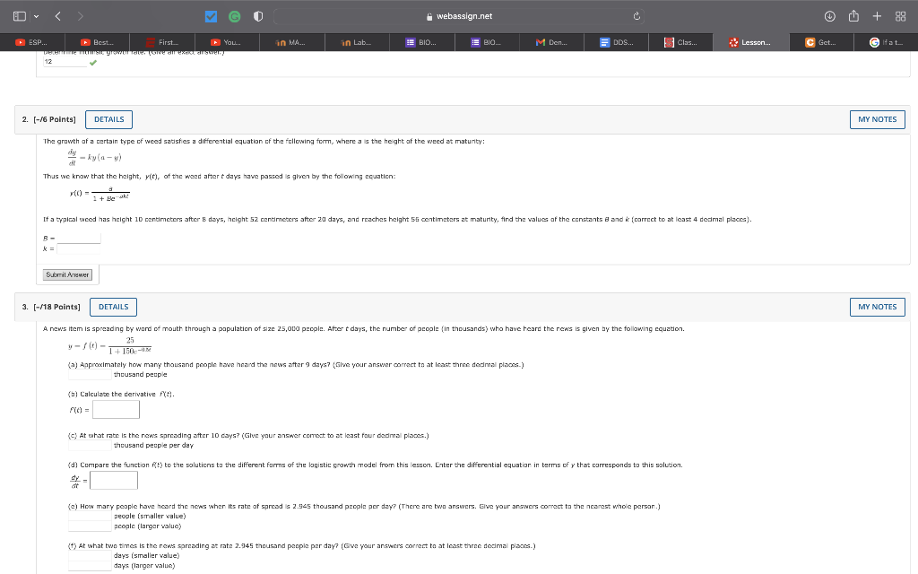 Solved webassign.net © Û + 88 = DD... M Ya.. EN.. (G) bio... | Chegg.com