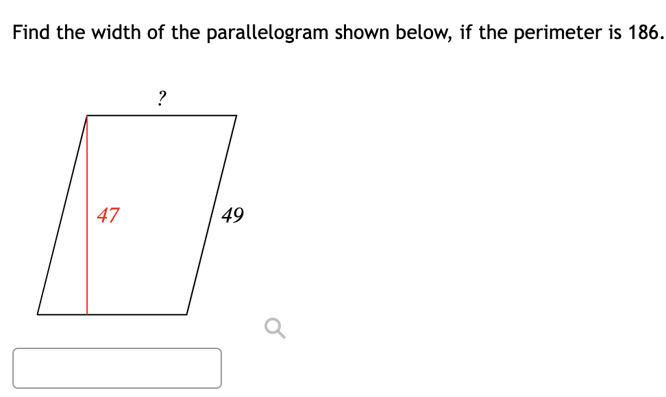Solved Find the width of the parallelogram shown below, if | Chegg.com